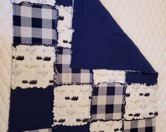 Blue Plaid Rag Quilt - Etsy