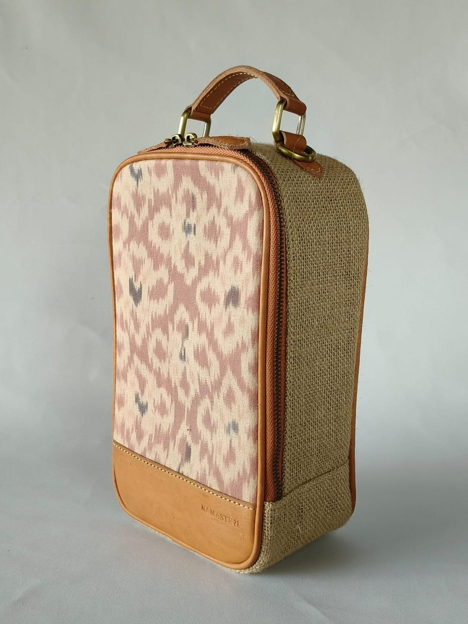 Handmade Ikat Travel Bag, Jute and Leather Toiletry Organizer - Etsy