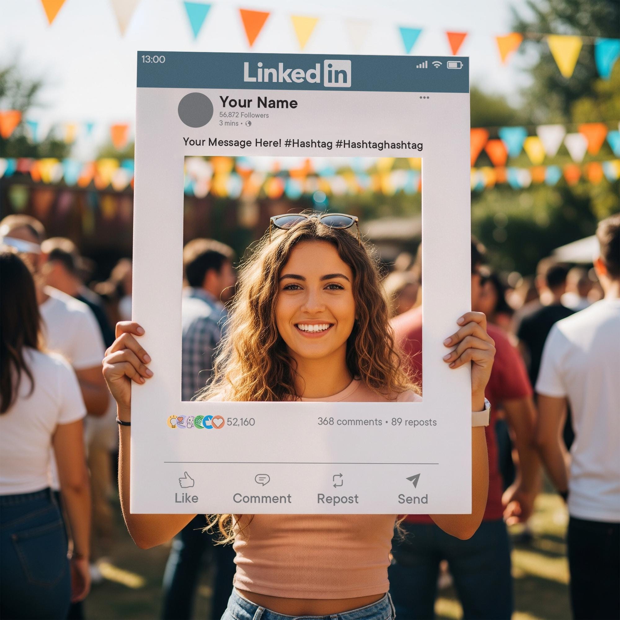 Customisable Social Media Selfie Frame Bespoke Linkedin Effect ...
