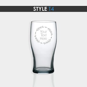 Personalised Pint Glass Engraved Custom Etched Bespoke Glass Any Text ...