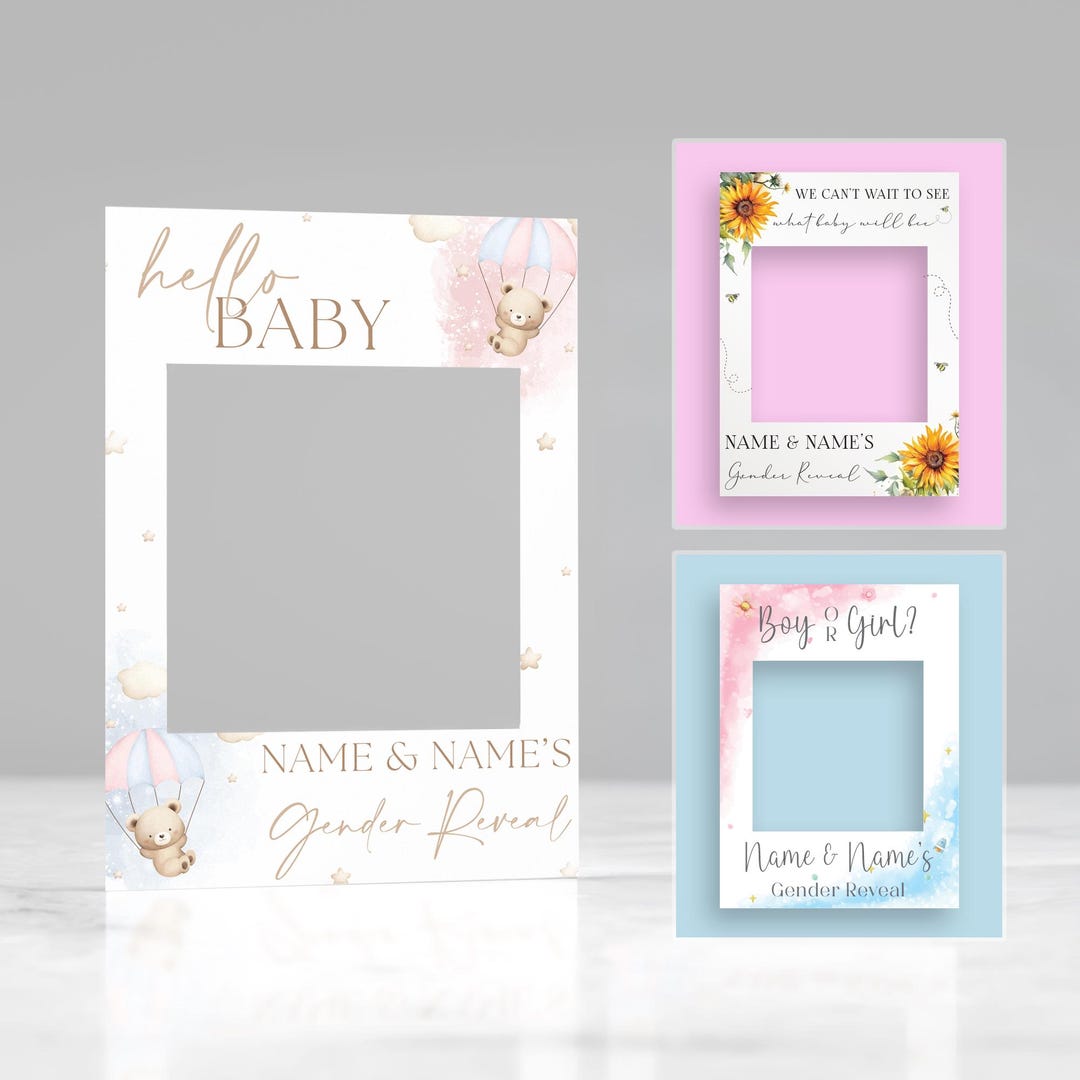 Customisable Gender Reveal Selfie Frame Bespoke Personalised Party ...