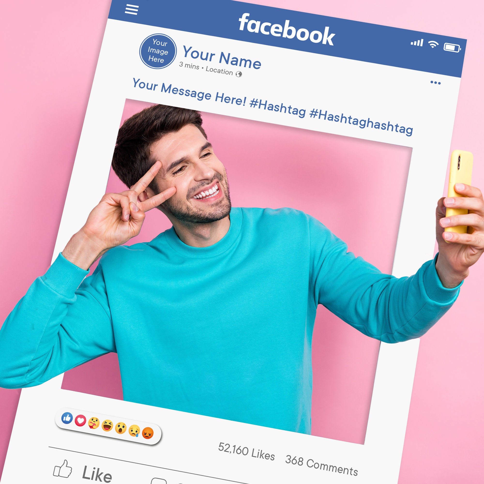 Customisable Social Media Selfie Frame Bespoke Facebook Effect Etsy Uk