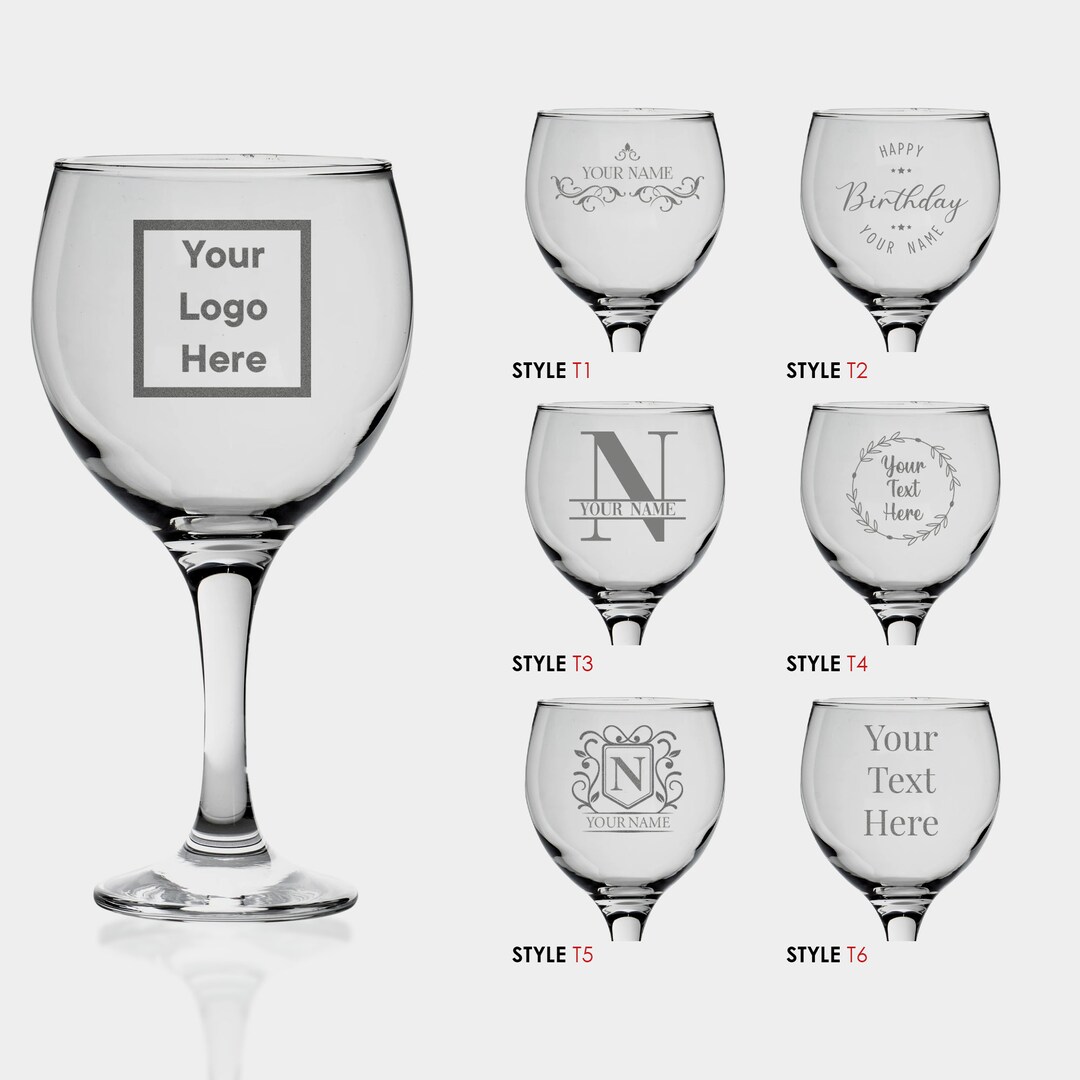 Personalised Gin Glass Engraved Custom Etched Bespoke Glass Any Text ...