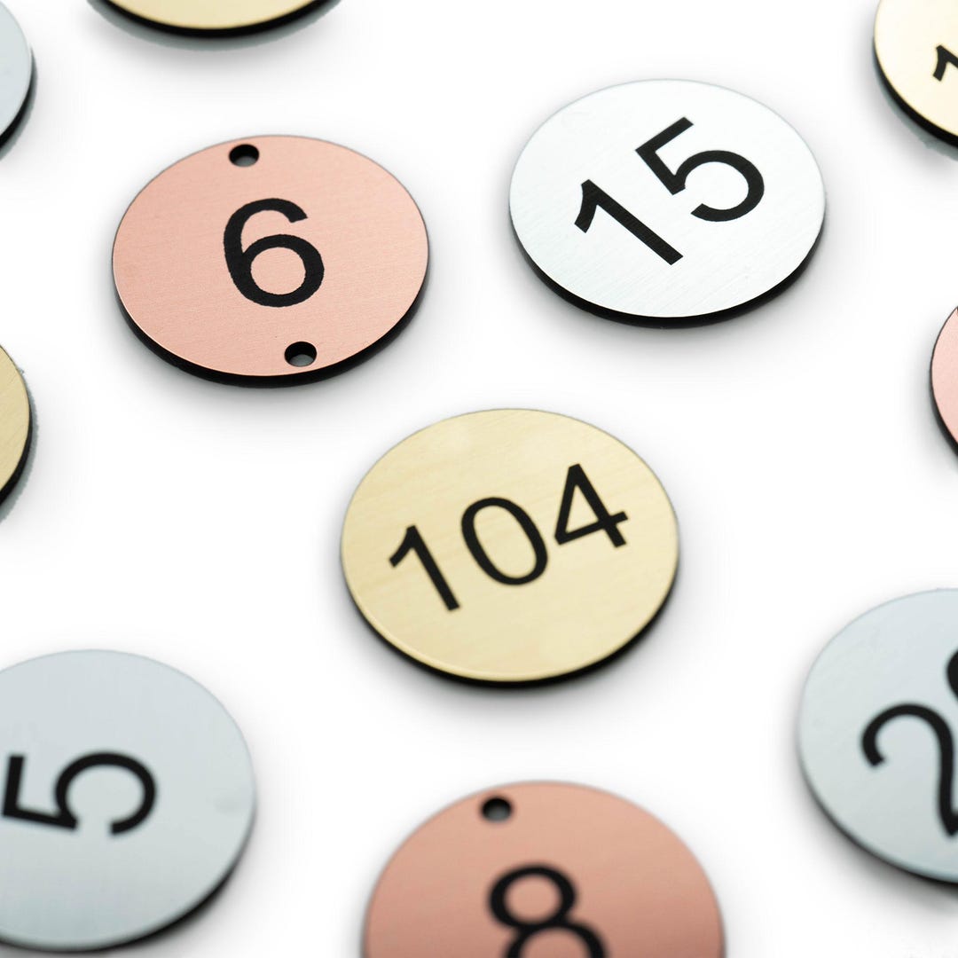 Plastic Laminate Table Locker Numbers Metal Effect Engraved Labels ...