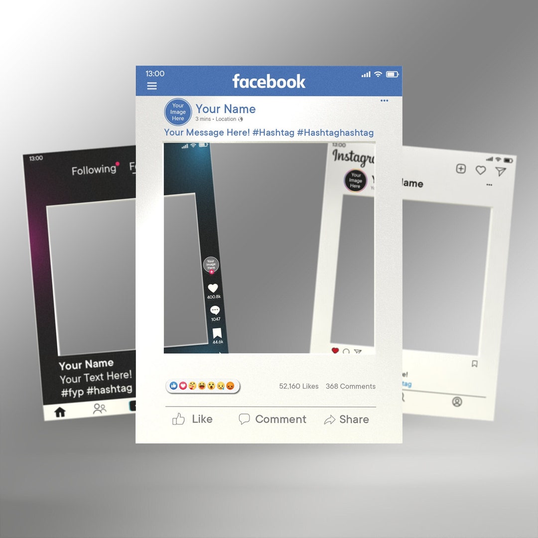 Customised Social Media Selfie Frame Bespoke Facebook Instagram Tiktok ...