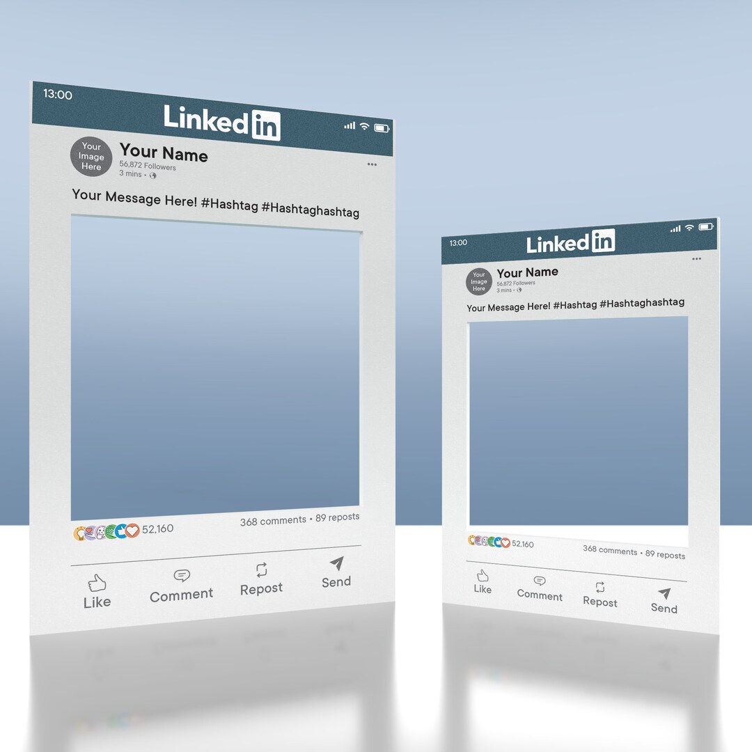 Customisable Social Media Selfie Frame Bespoke Linkedin Effect Personalised Party Decoration ...