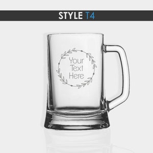 Personalised Tankard Glass Engraved Custom Etched Bespoke Glass Any ...