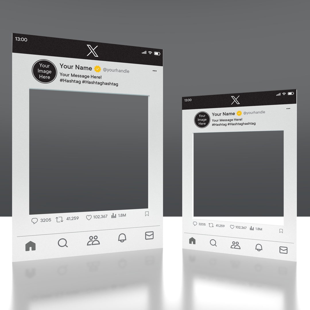 Customisable Social Media Selfie Frame Bespoke X Effect Personalised