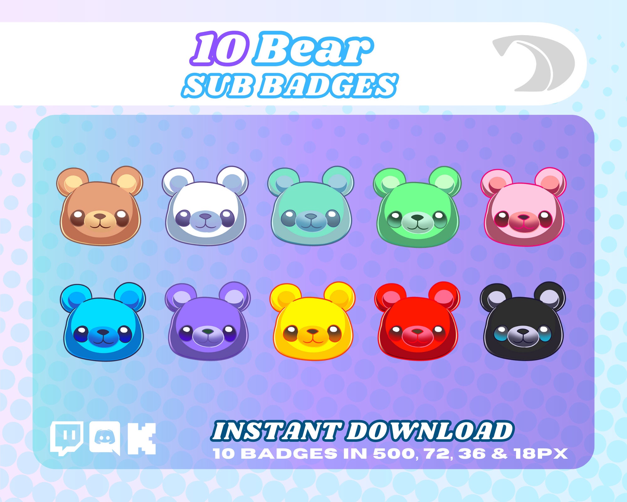 Affiliate Starter Kit Cute Brown Bear Emotes and Sub Badges for Twitch ...