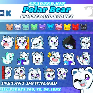 Affiliate Starter Kit Cute Polar Bear Emotes and Sub Badges - Etsy