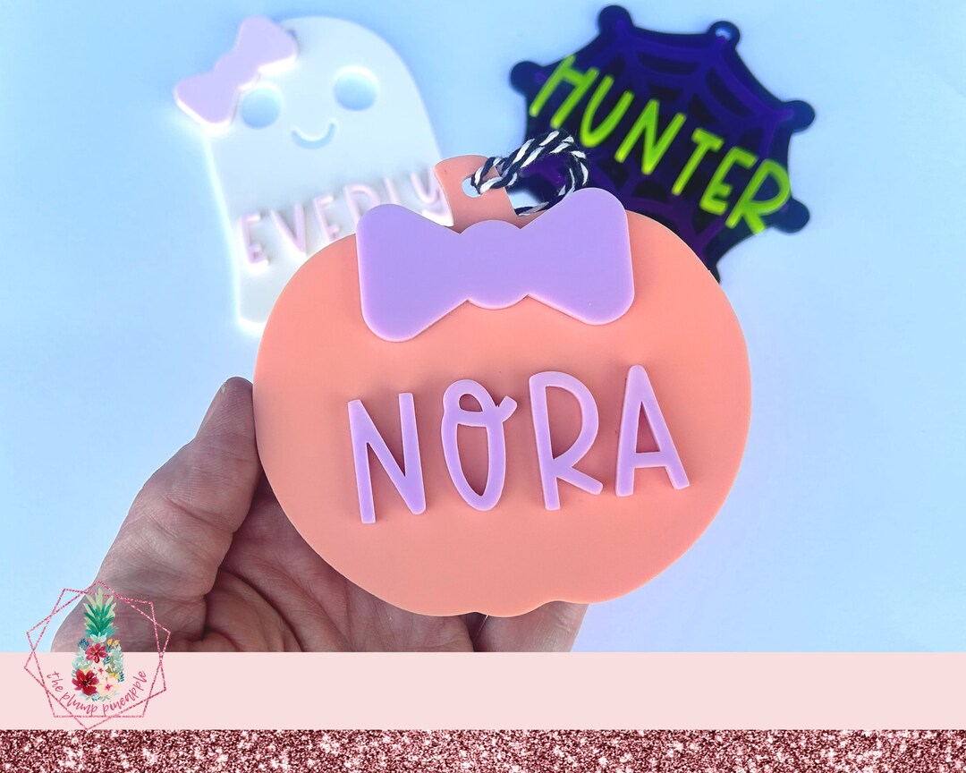 Pastel Pumpkin Boo Bag Tag Kids Personalized Gift Halloween Basket Tag ...