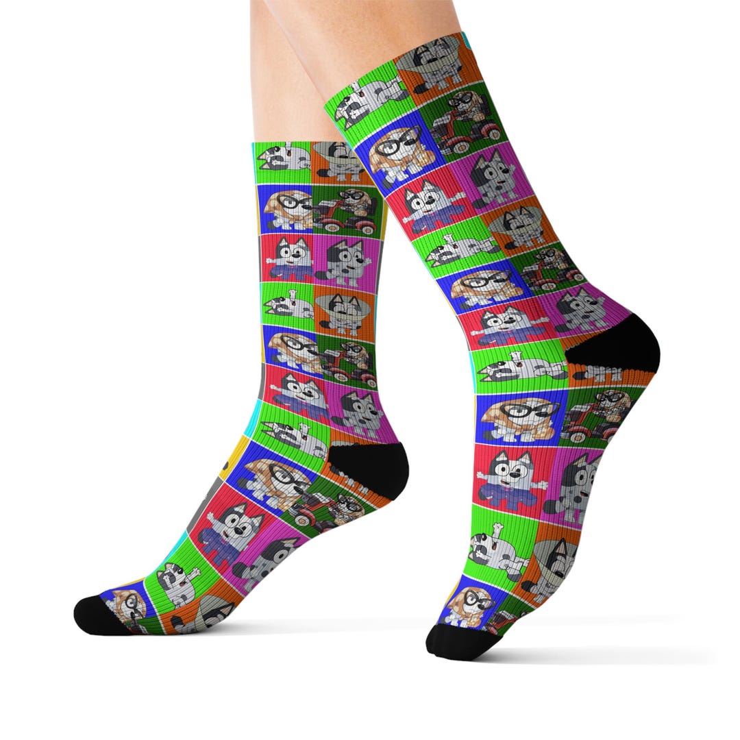 Bluey and Muffin Sublimation Socks - Cute and Comfy Gift, Fun Bluey ...