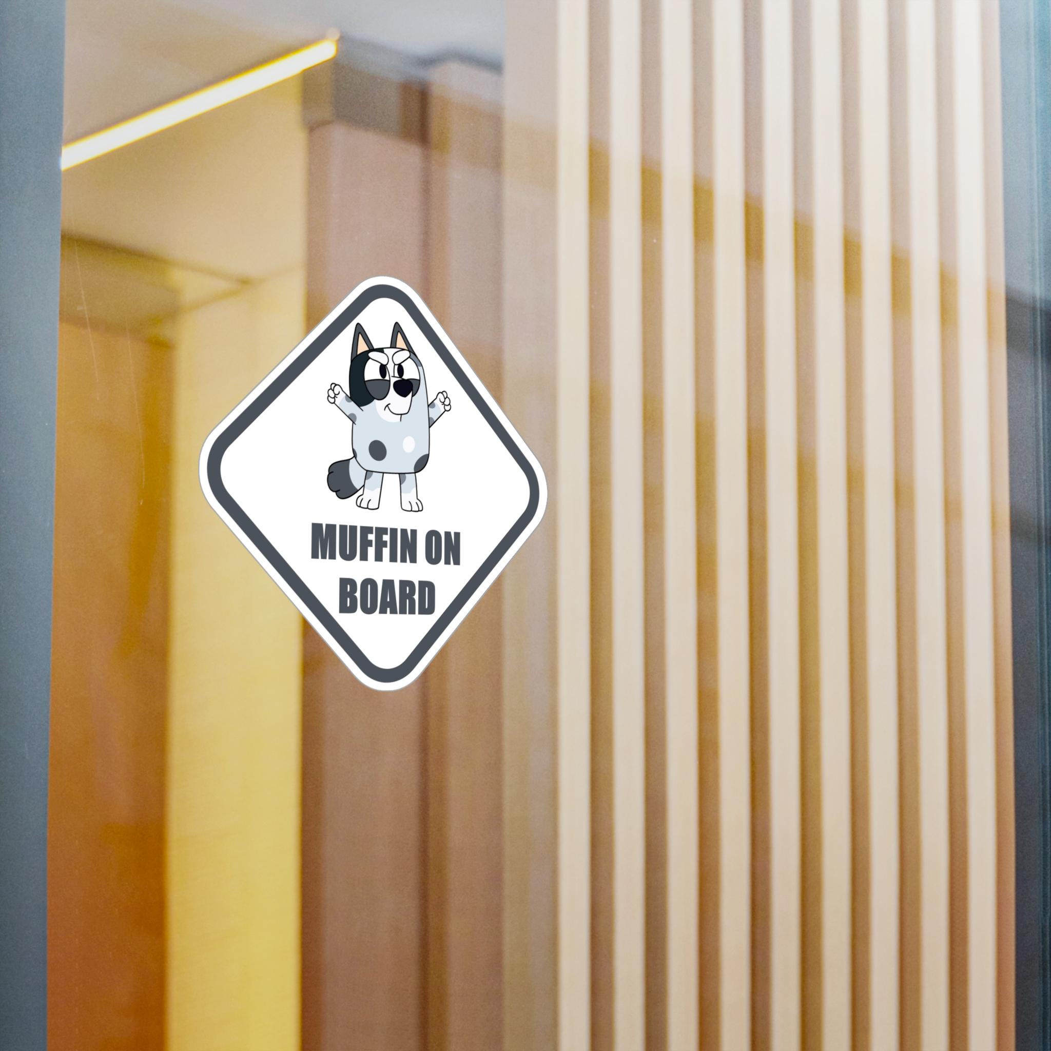 Vinyl Decal Sticker, Bluey Cartoon Window Decal, Baby on Board, Muffin ...