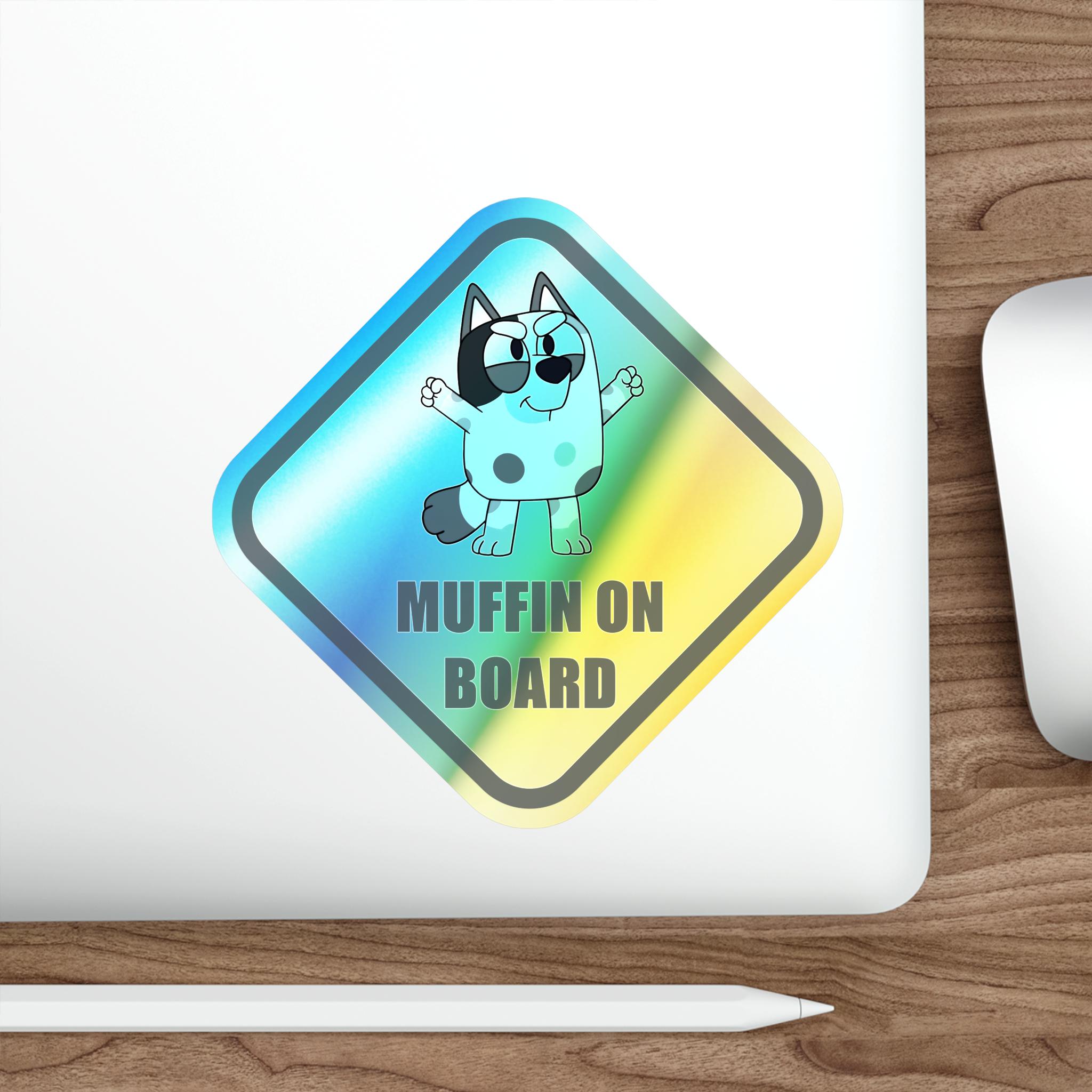 Holographic Stickers, Bluey Cartoon Muffin Decal for Car Window, Die ...