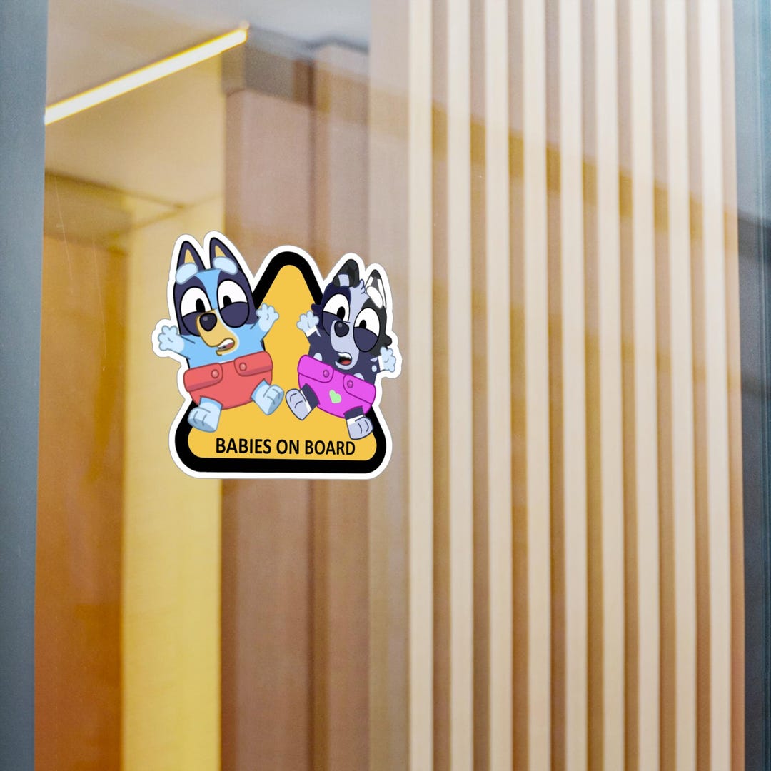 Bluey Baby on Board Kiss-cut Vinyl Decal, Car Window Sticker, Babies on ...