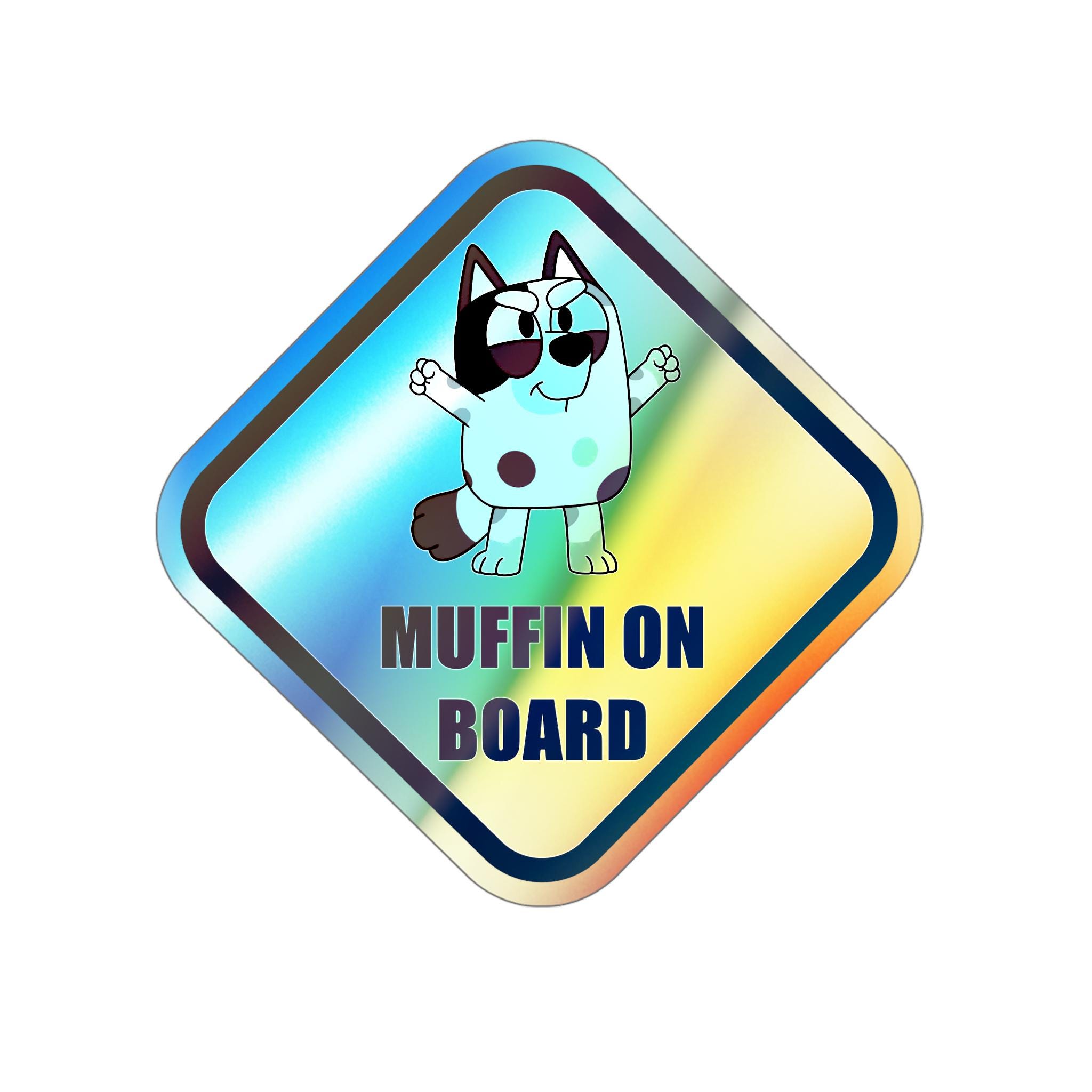 Holographic Stickers, Bluey Cartoon Muffin Decal for Car Window, Die ...