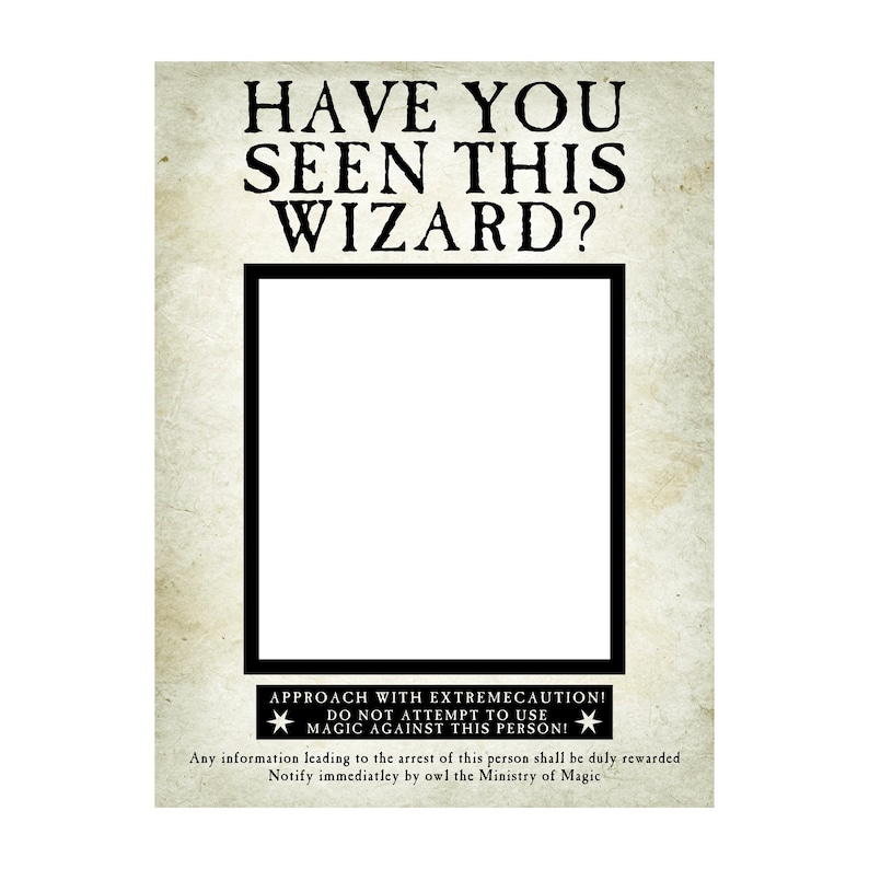 Wizard Wanted Poster Photo Booth Prop: Halloween Party (digital Download) - Etsy