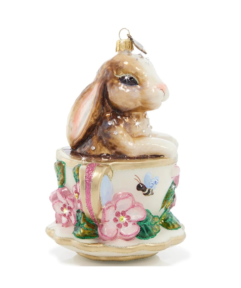 Jay Strongwater Bunny Teacup Glass Ornament New Boxed - Etsy