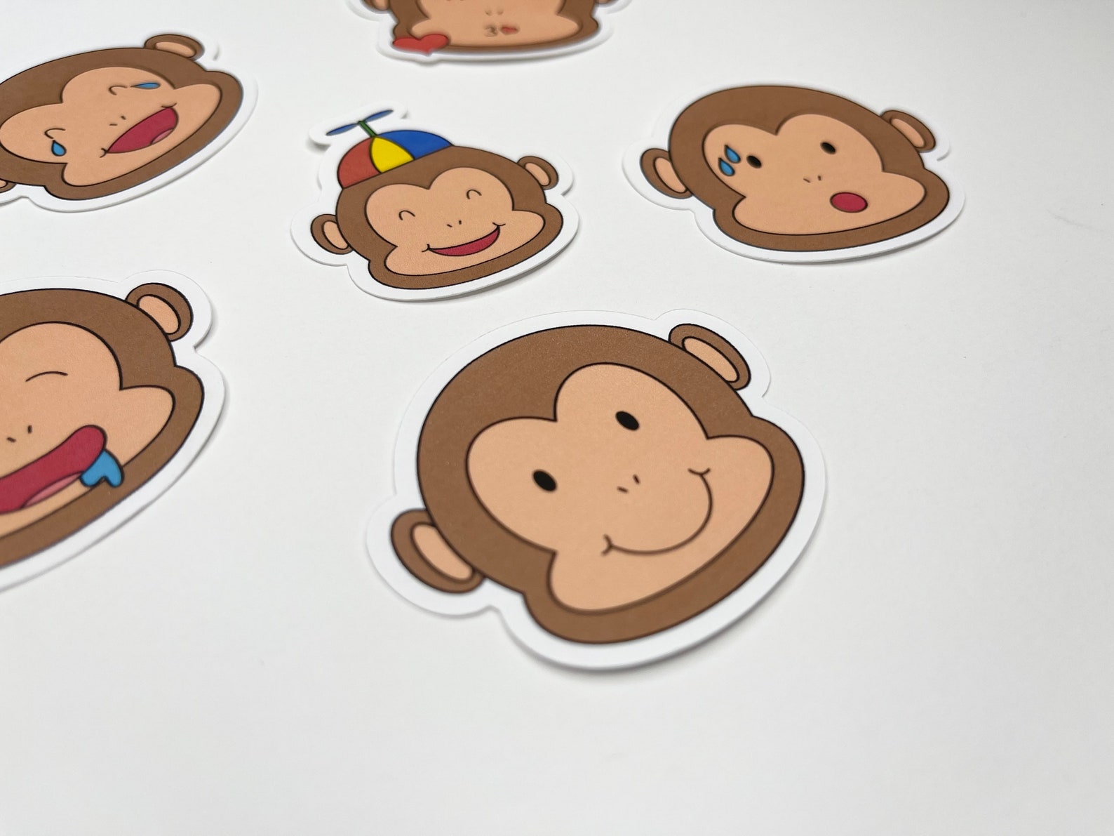 Monkey emoji sticker set matte or glossy die cut stickers | Etsy