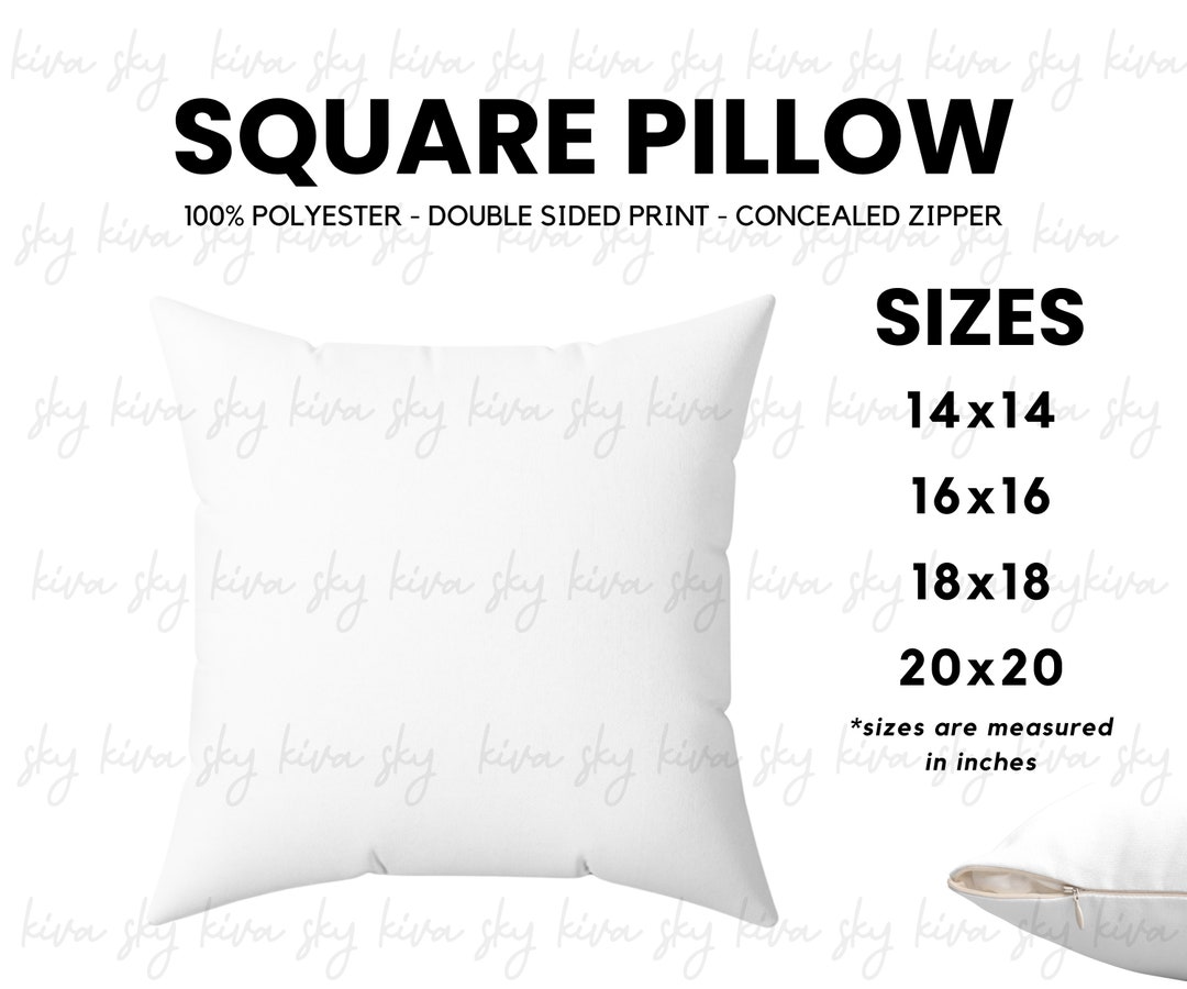 Pillow Mockup, Pillow Size Chart, Throw Pillow Mock Up, Square Pillow ...