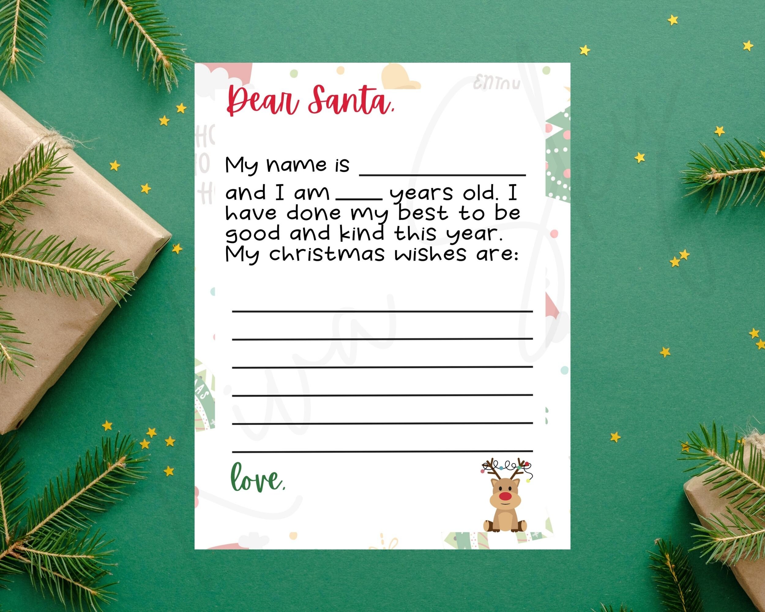 Letter to Santa Printable Dear Santa Letter Christmas Kids - Etsy
