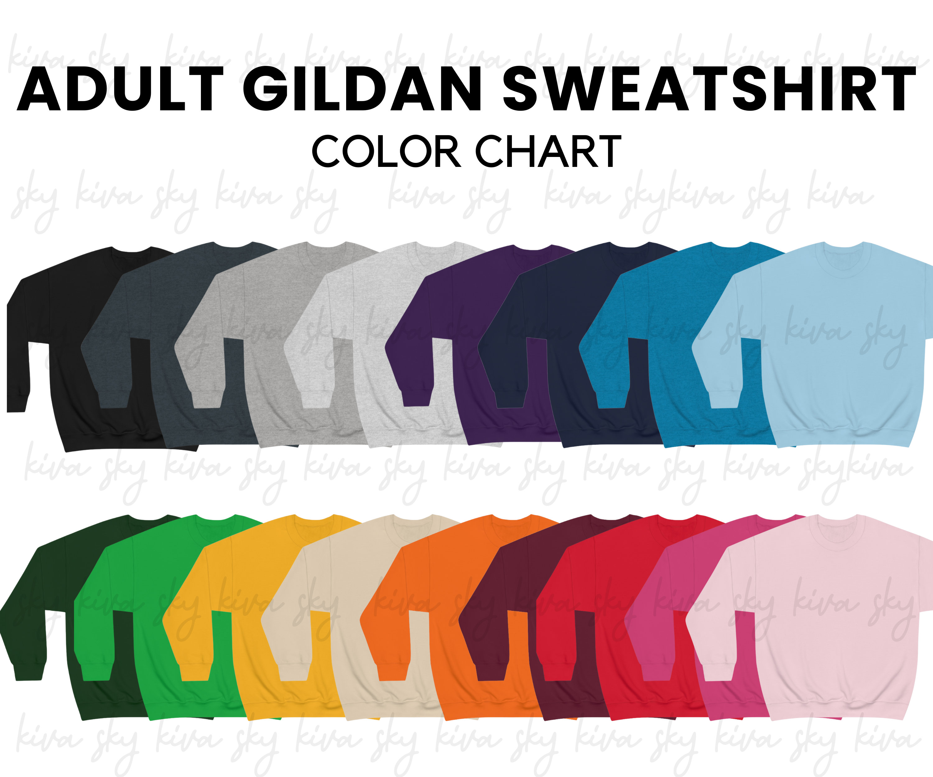 Gildan Color Chart Template Blank Gildan Sweatshirt Color - Etsy
