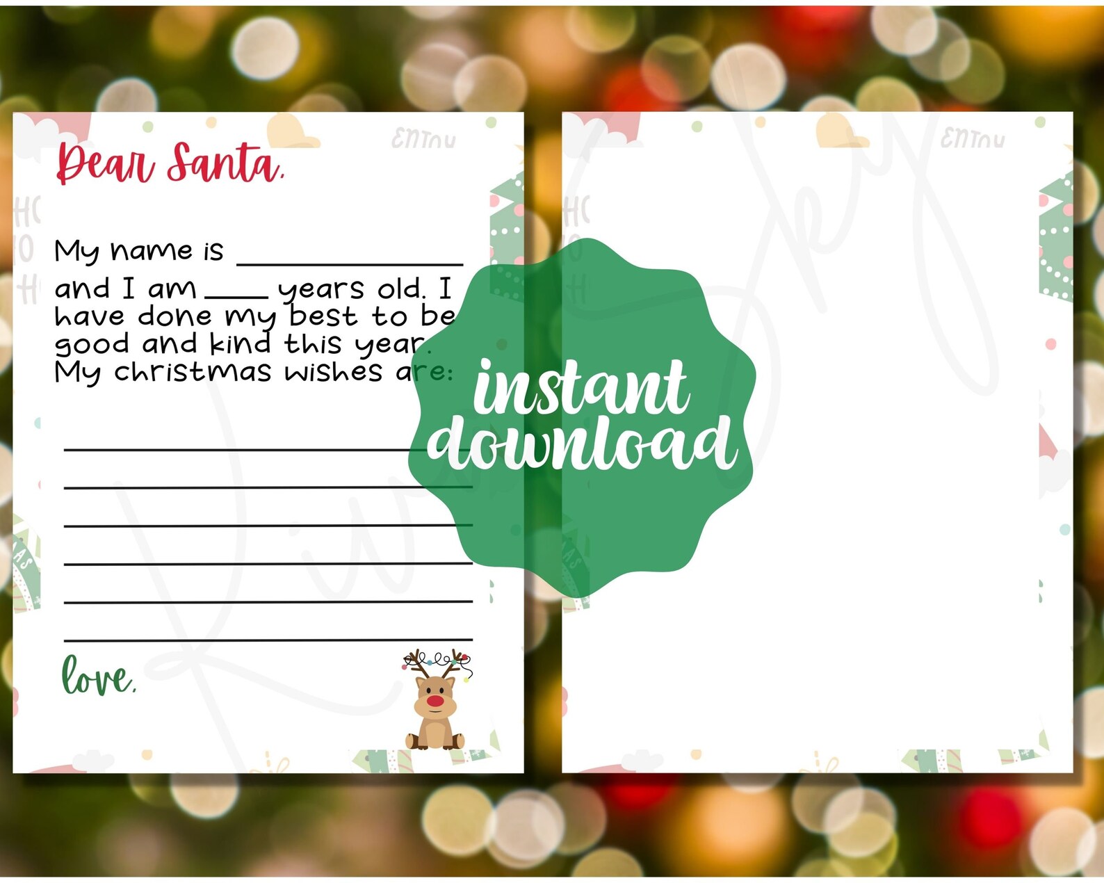 Letter to Santa Printable Dear Santa Letter Christmas Kids - Etsy