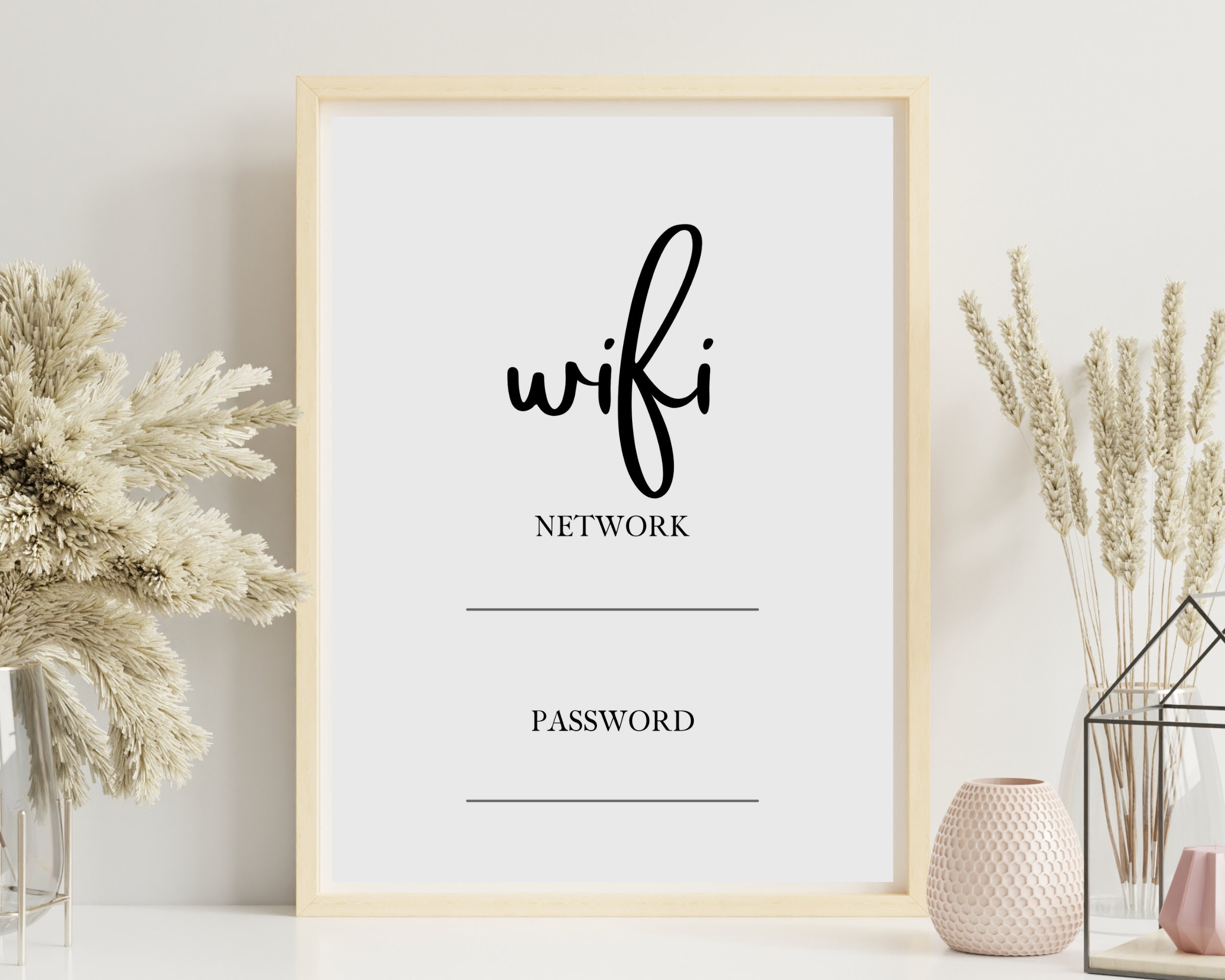 Wifi Network and Password Sign, Welcome Guest Wifi Sign, Wifi Password ...