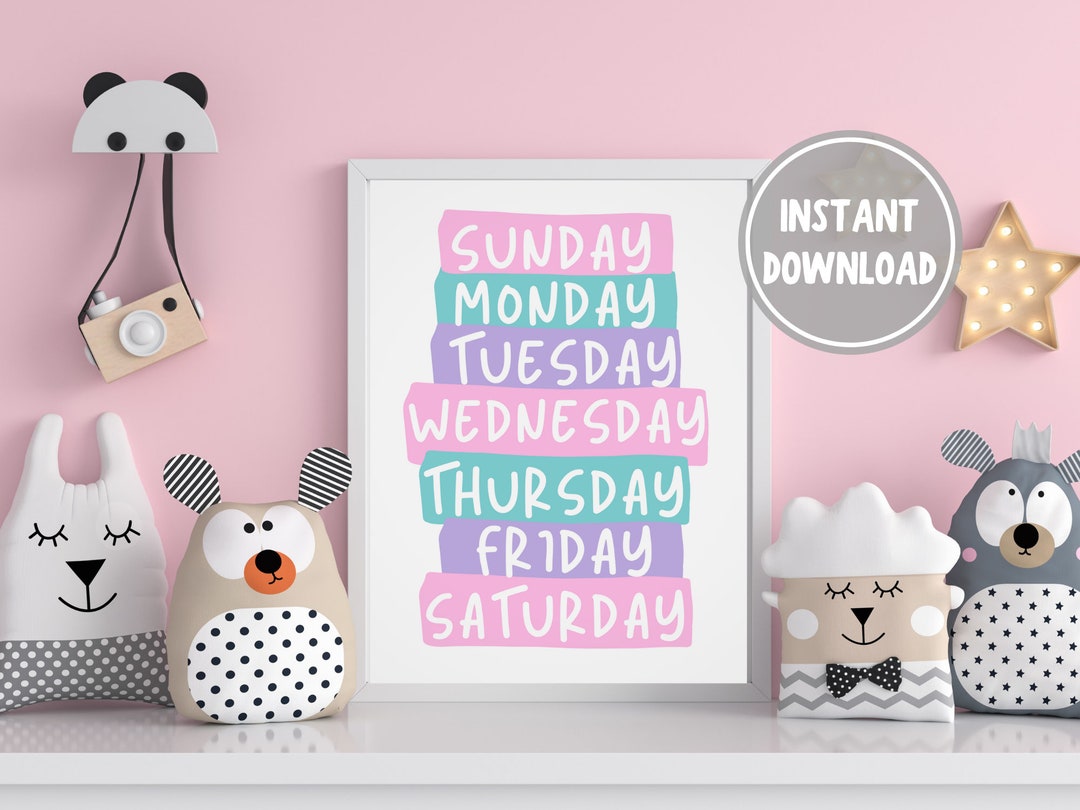 Days of the Week Wall Art, Days of the Week Classroom Poster ...