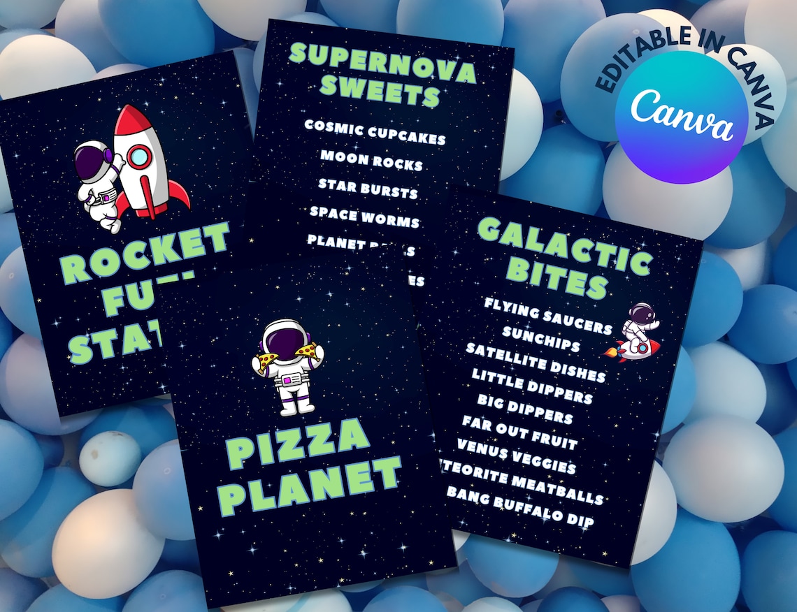 EDITABLE Space Food Labels Outer Space Party Decor Birthday - Etsy