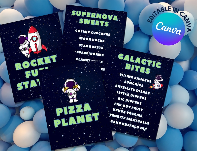 EDITABLE Space Food Labels, Outer Space Party Decor, Birthday Menu ...