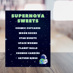 EDITABLE Space Food Labels, Outer Space Party Decor, Birthday Menu ...