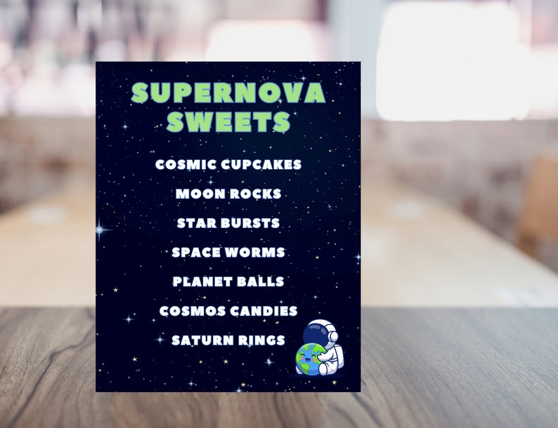 EDITABLE Space Food Labels, Outer Space Party Decor, Birthday Menu ...