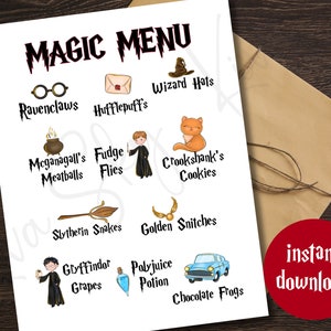 Wizard Birthday Party Menu, Magic Menu, Witches Food Menu, Wizard ...