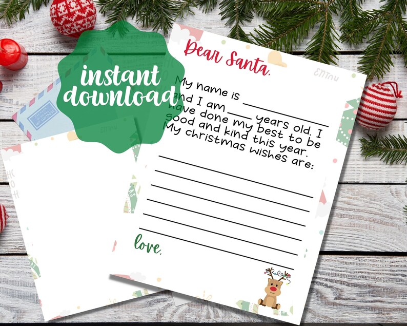 Letter to Santa Printable Dear Santa Letter Christmas Kids - Etsy