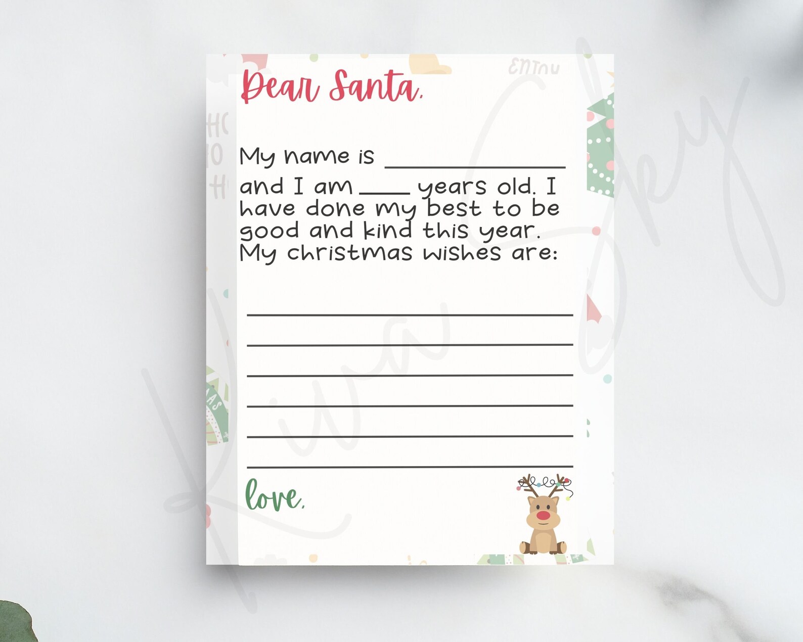Letter to Santa Printable Dear Santa Letter Christmas Kids - Etsy