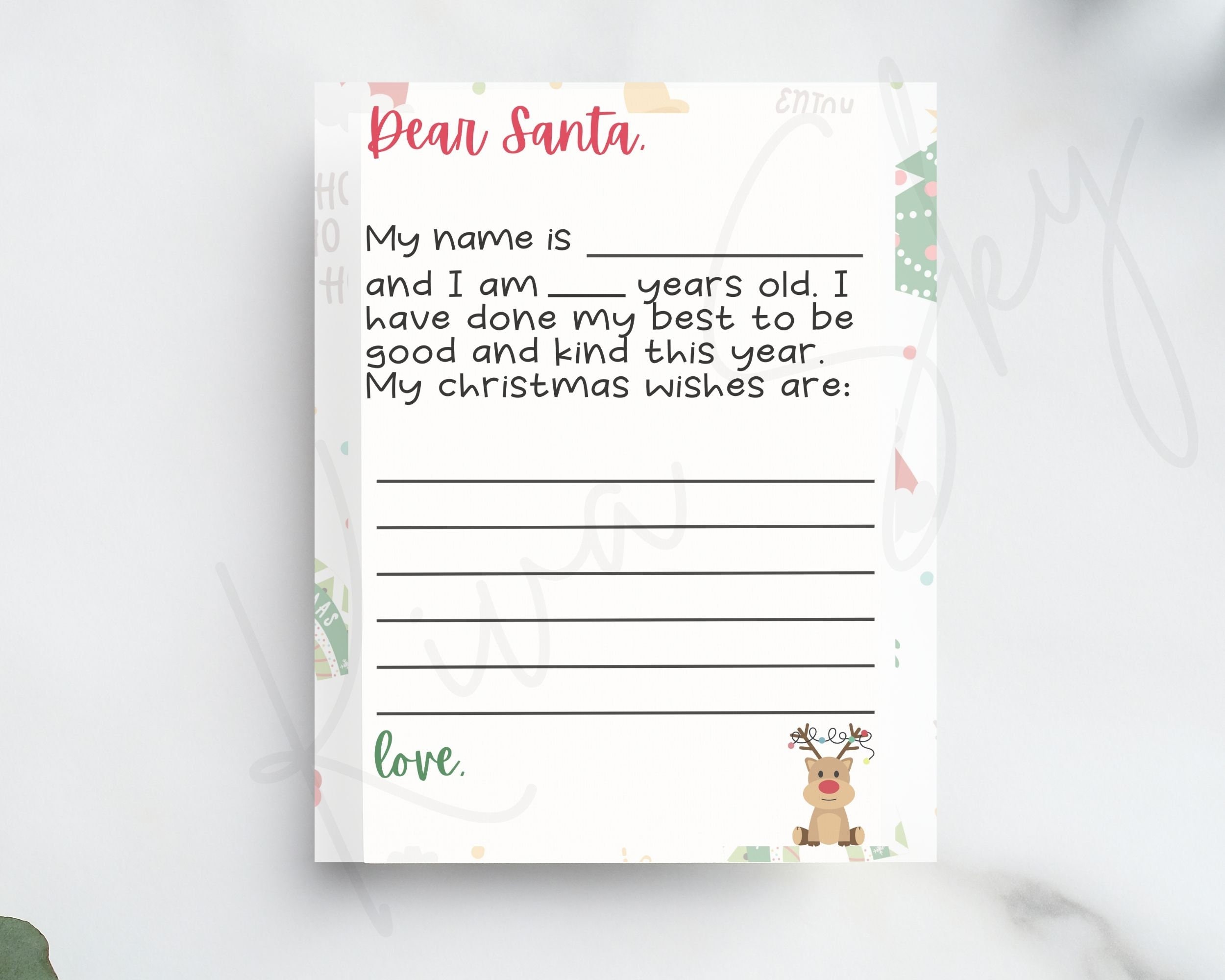 Letter to Santa Printable Dear Santa Letter Christmas Kids - Etsy