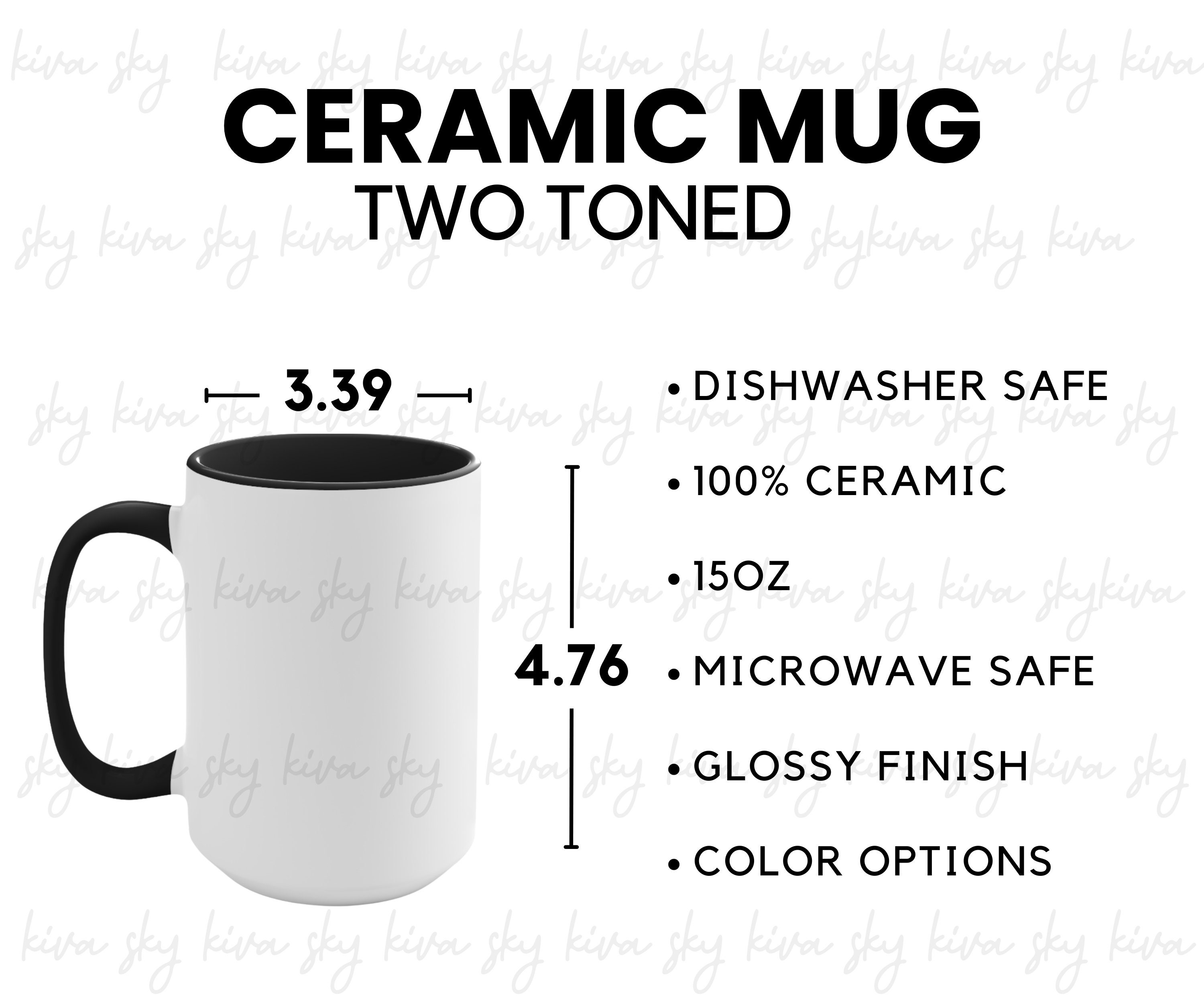 Mug Size Chart, Two Tone Coffee Mug Size Chart, Coffee Cup Mock Up, Two ...
