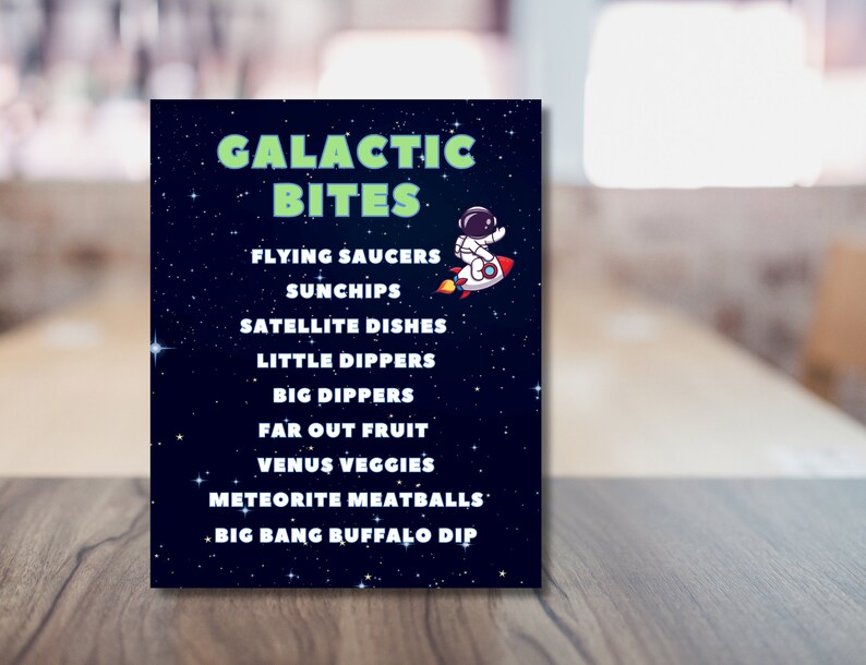 EDITABLE Space Food Labels, Outer Space Party Decor, Birthday Menu ...