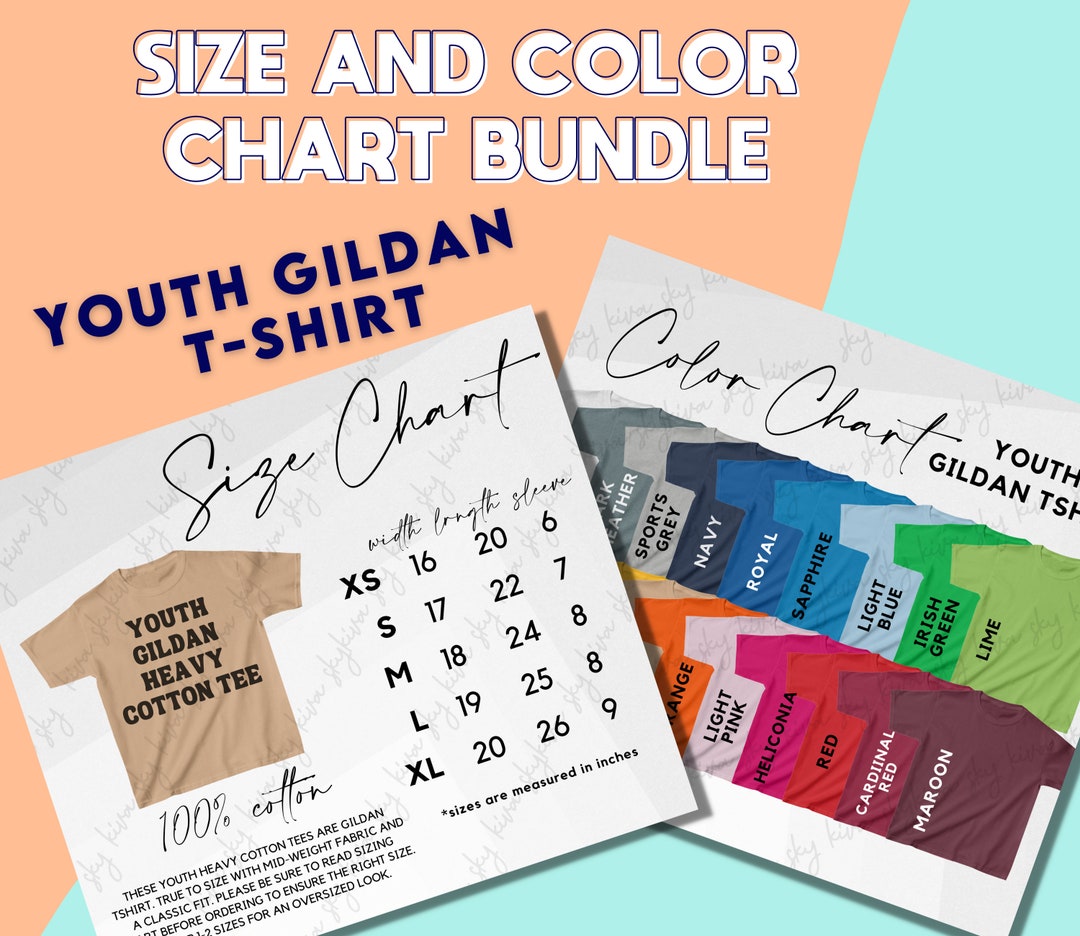 Gildan 5000B Color Chart, Youth Gildan Mockup, 5000B Mockup, Youth ...