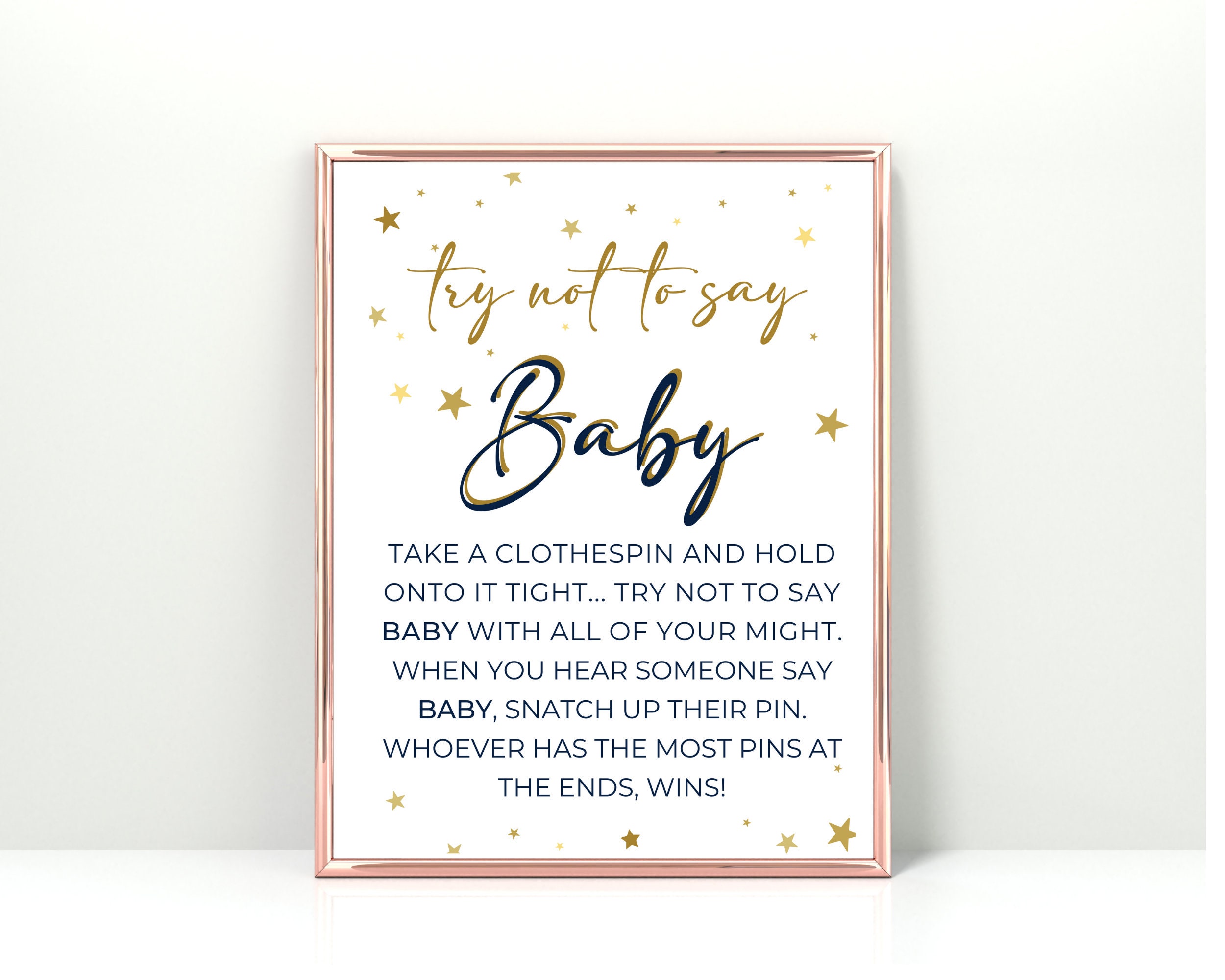 Moon and Stars Baby Shower, Baby Shower Game, Don't Say Baby Sign ...