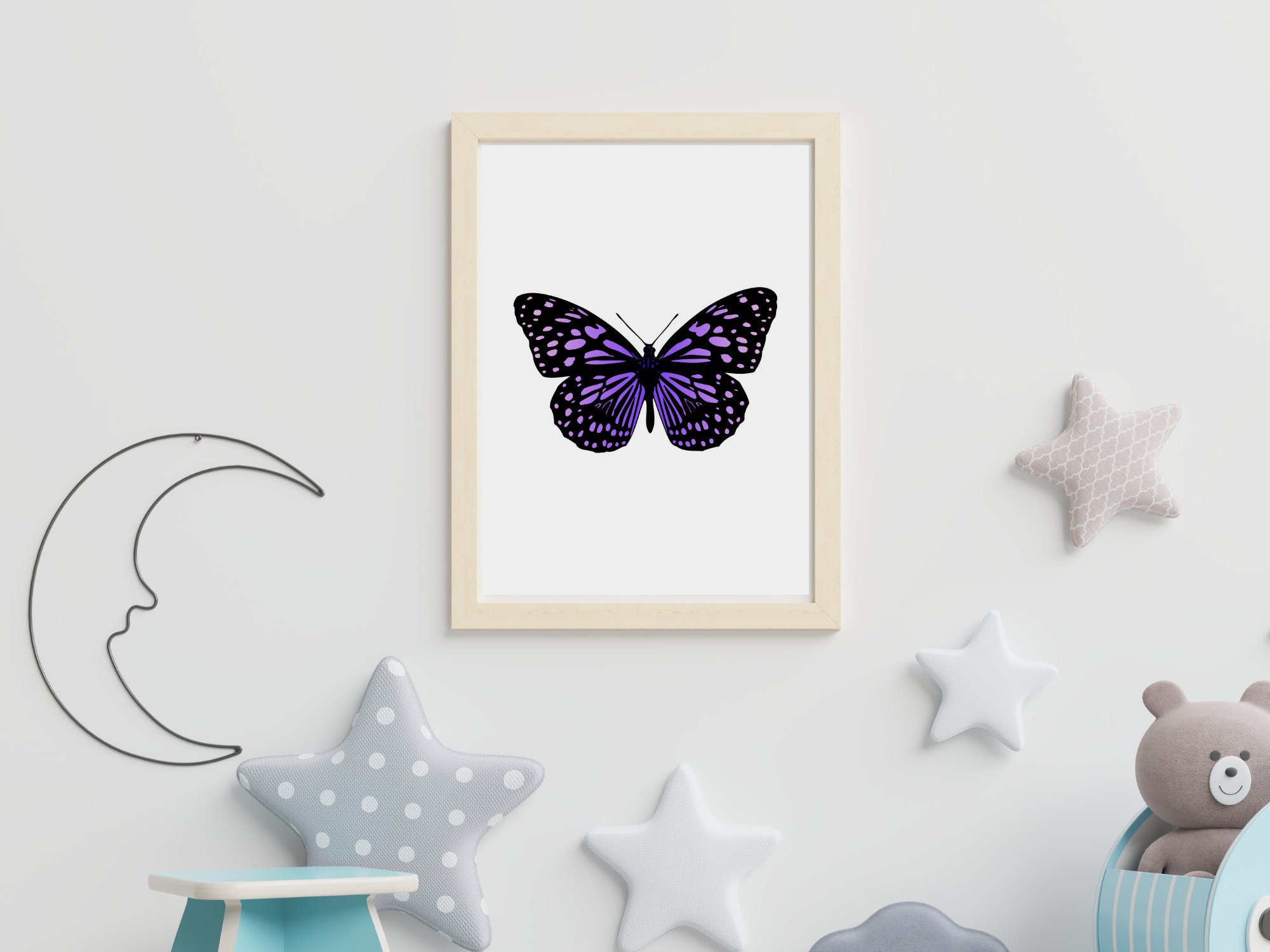Purple Butterfly Print, Butterfly Wall Art, Butterfly Nursery Art ...