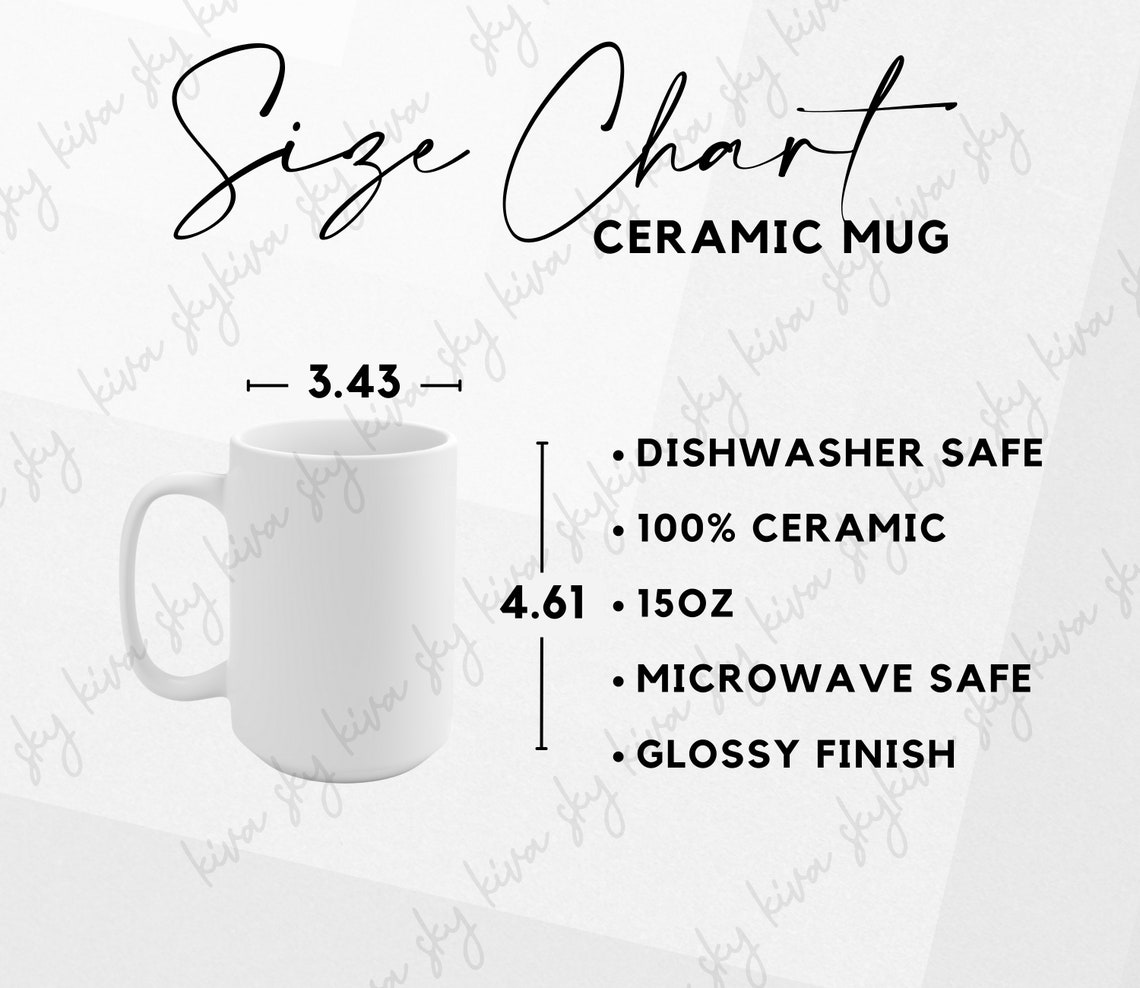 Mug Size Chart, Coffee Mug Size Guide, Coffee Mug, 15 Oz Coffee Mug ...