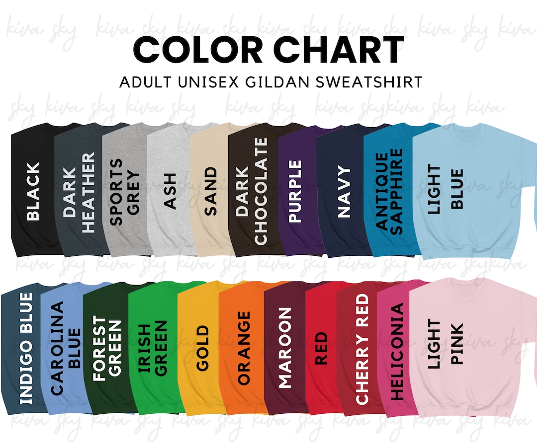 Gildan Sweatshirt Mockup, Gildan 18000, Gildan Color Chart, Sweatshirt ...