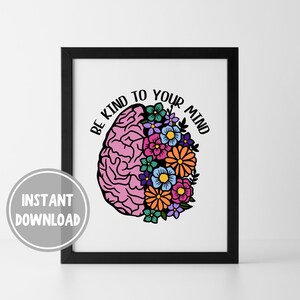Be Kind to Your Mind Wall Art, Kindness Prints, Be Kind Decor, Be Kind ...