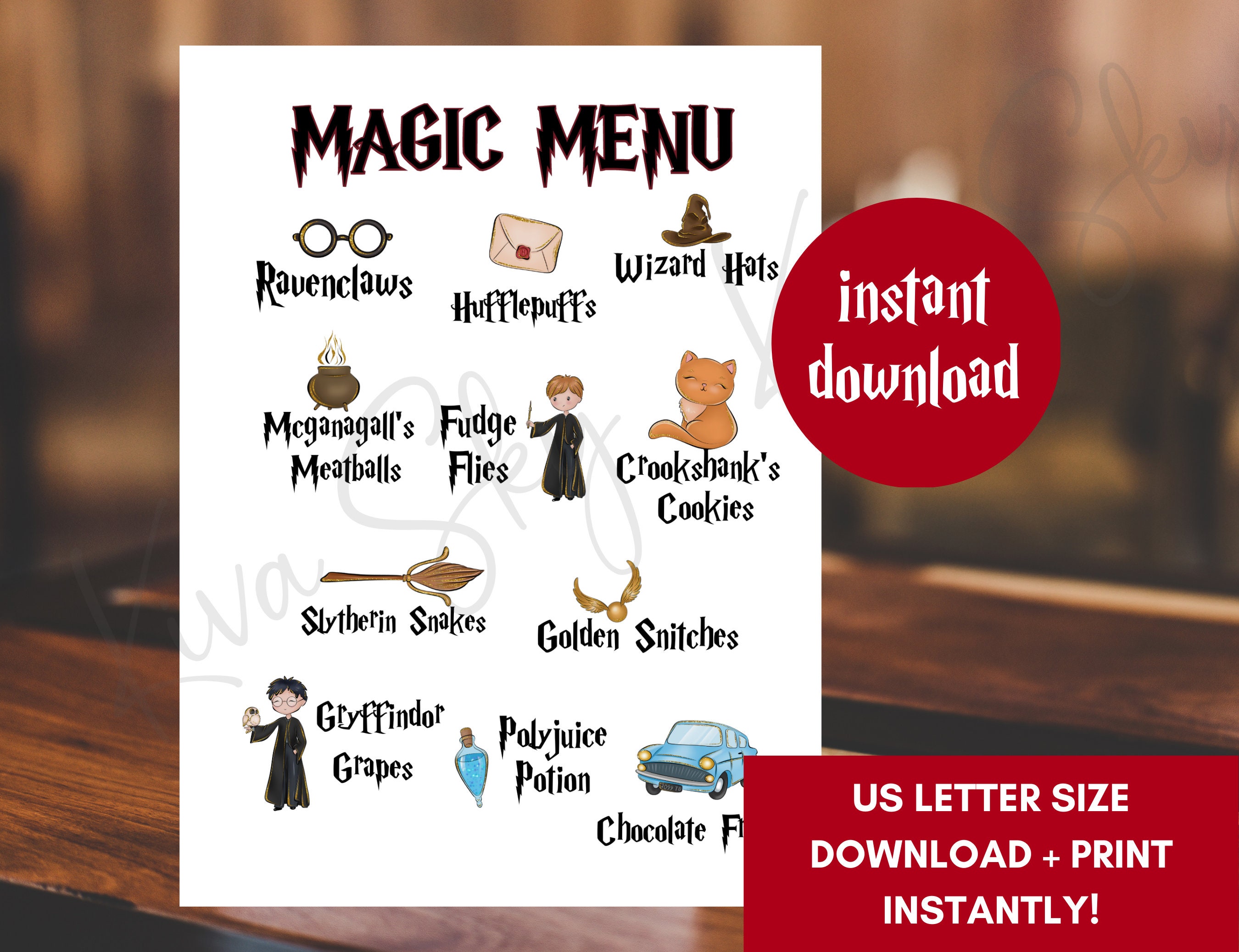 Wizard Birthday Party Menu, Magic Menu, Witches Food Menu, Wizard ...