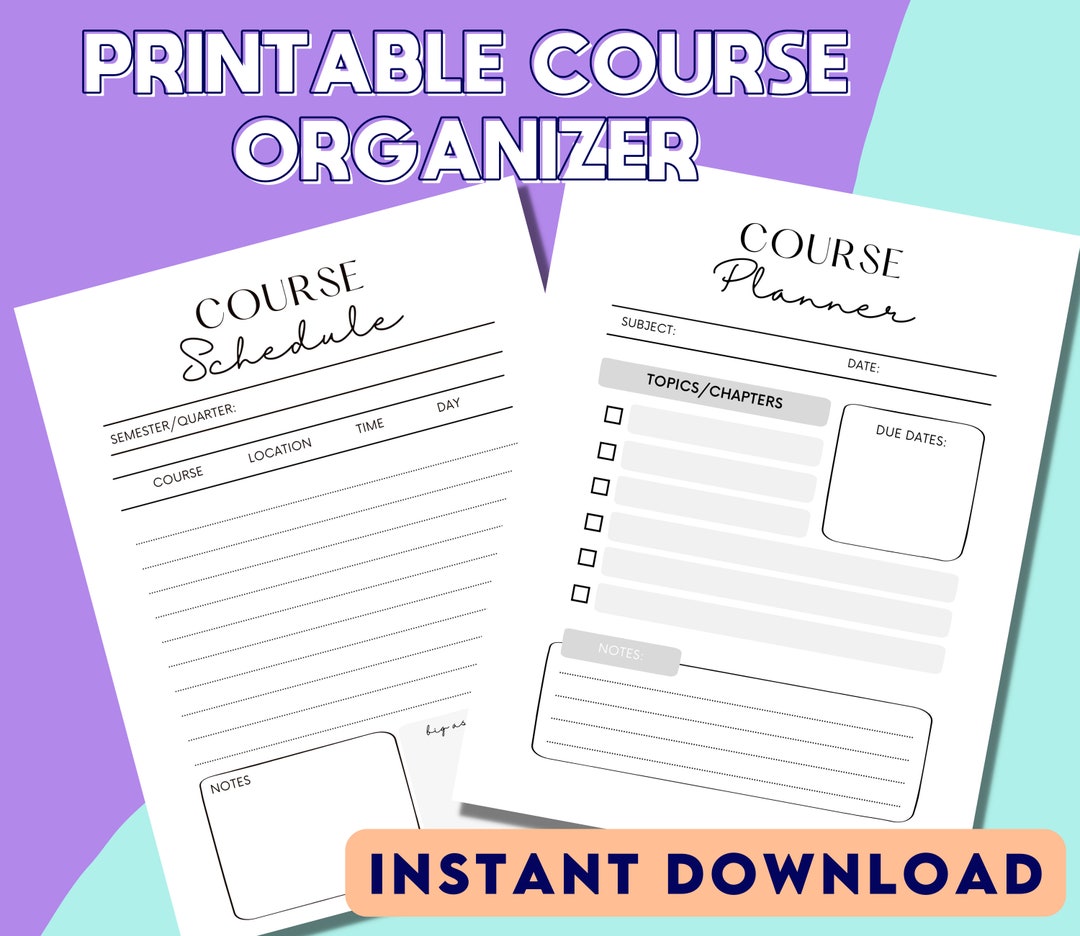 Course Planning Bundle, Printable Course Planner, Course Schedule ...