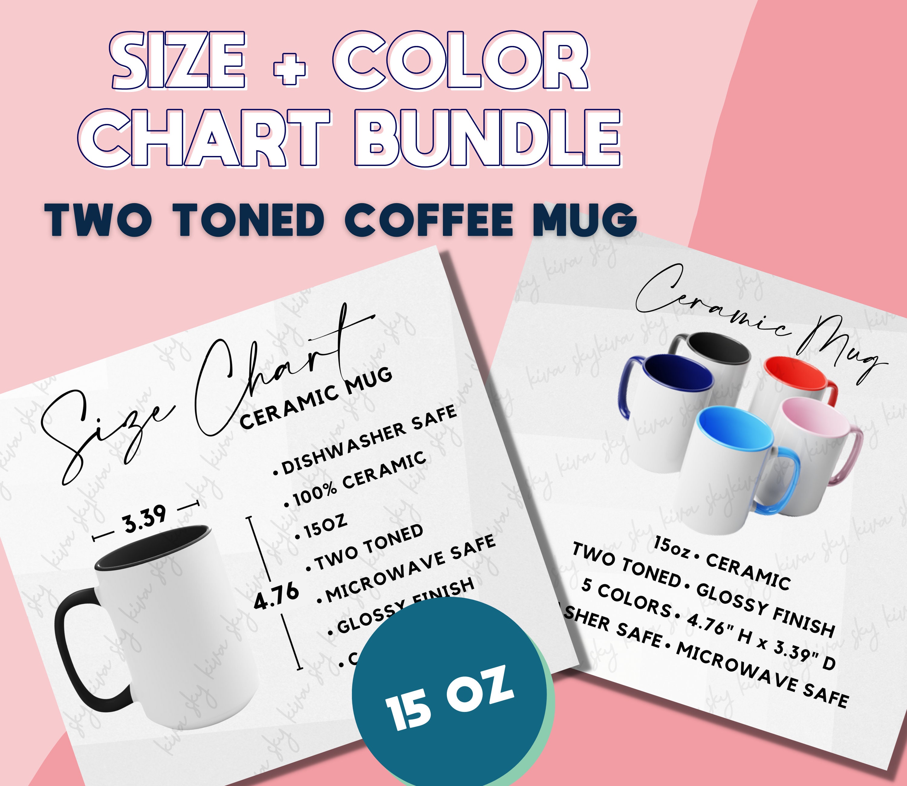 Mug Size Chart Two Tone Coffee Mug Size Chart Coffee Cup - Etsy