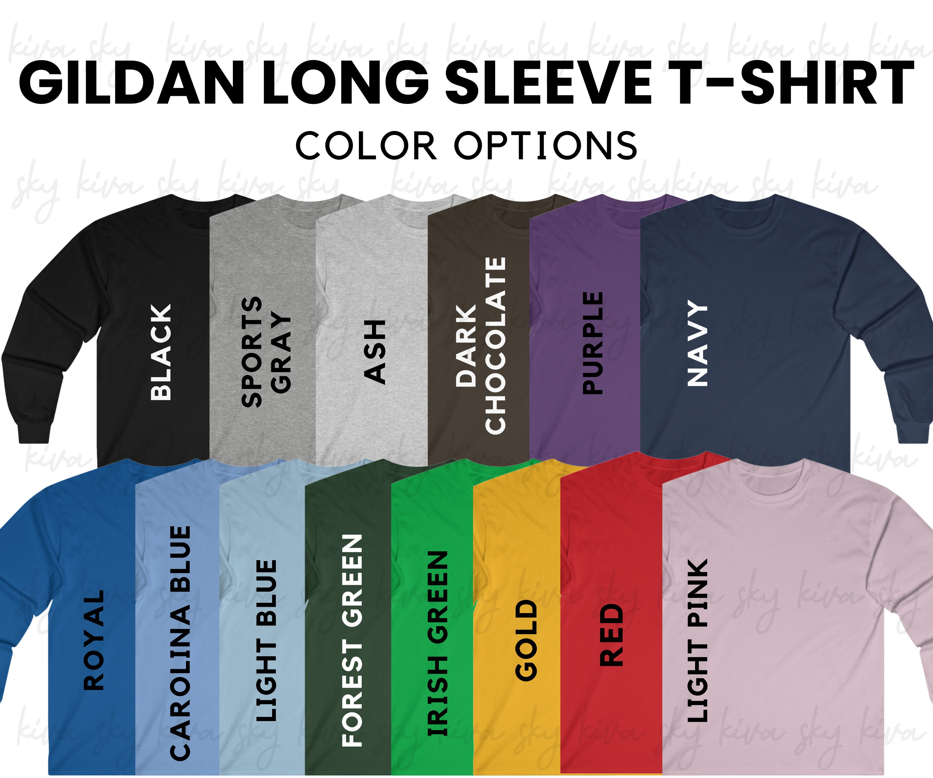 Gildan Long Sleeve Color Chart Chart, Gildan 2400 Mock Up, Gildan 2400 ...