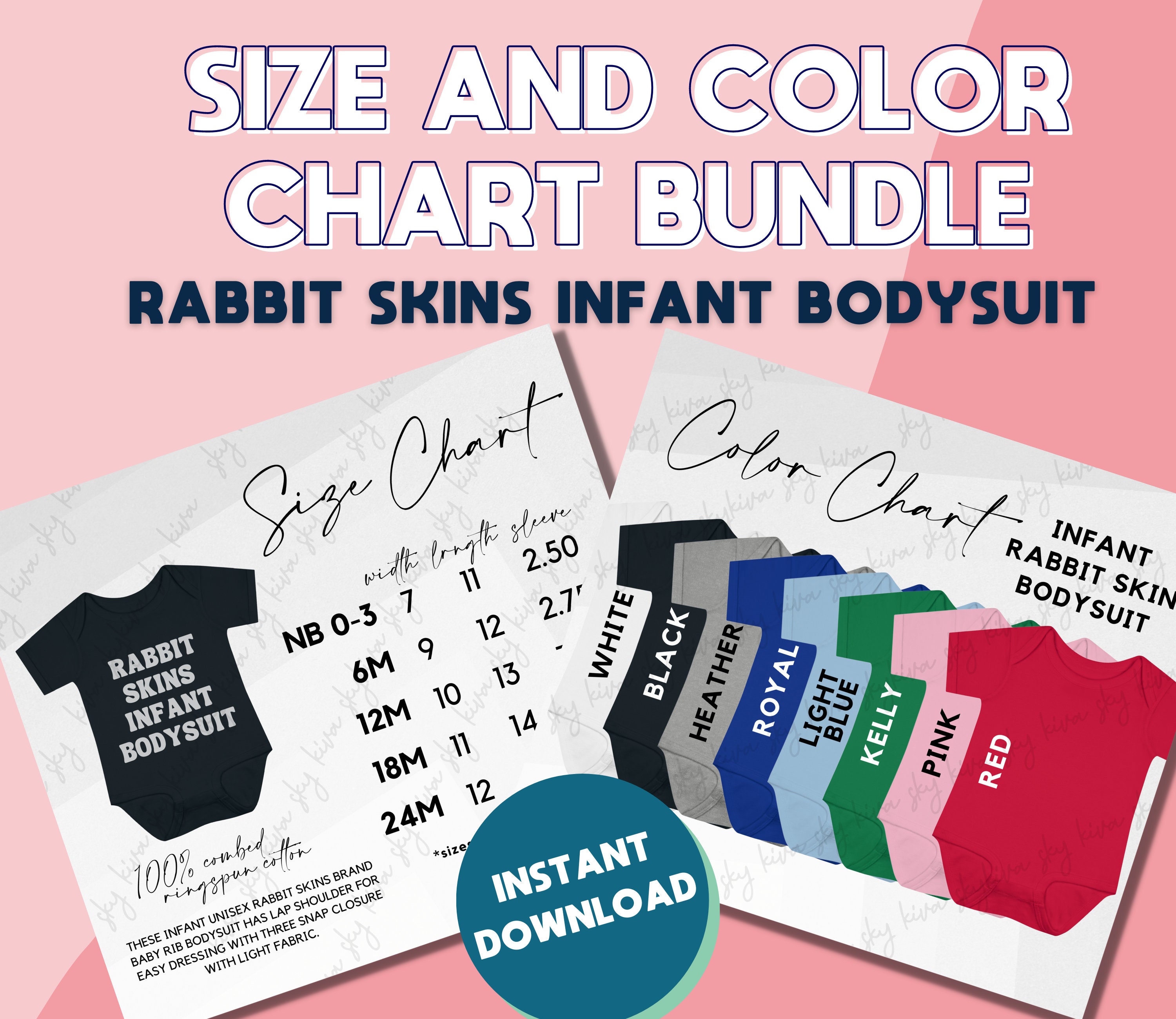 Rabbit Skins 4424 Color Chart, 4424 Mockup, Infant Body Suit Colors ...